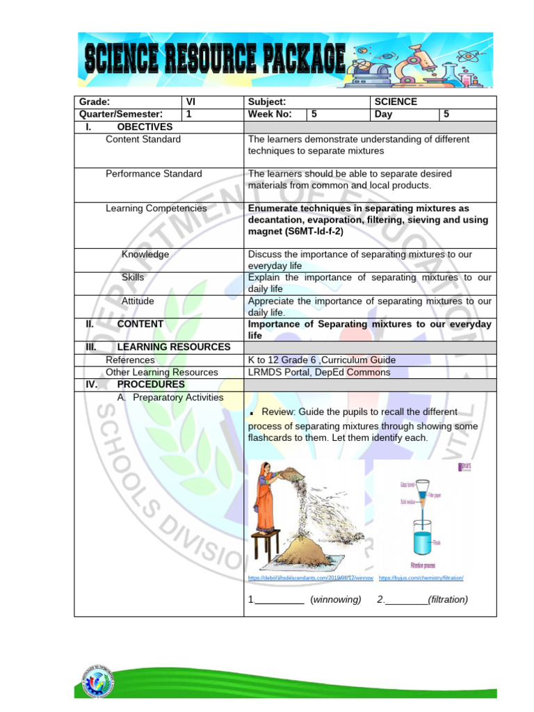 CONTEXTUALIZED-DLP-DAY-5 | PDF | Filtration | Chemical Substances