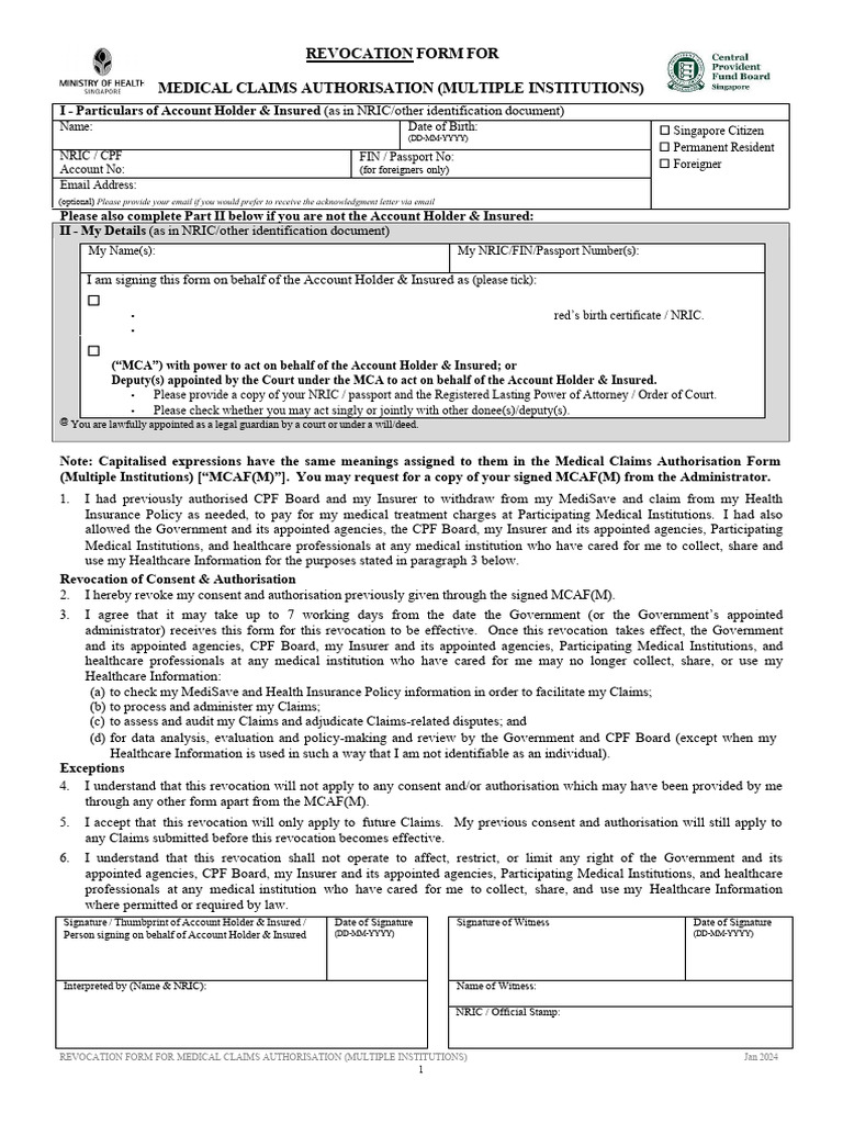 Annex A - MCAF (M) Revocation Form | PDF | Identity Document