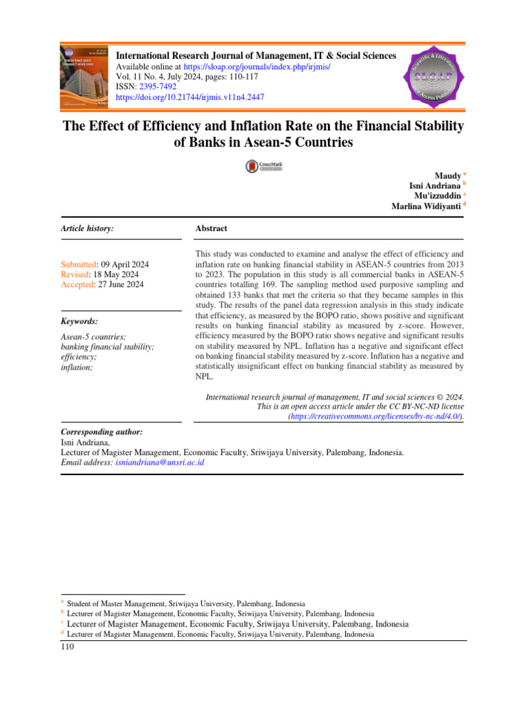 Isni Andriana & C NG S - 2024 - Inf On Bank Stability in Asian 5 Country | PDF | Regression ...
