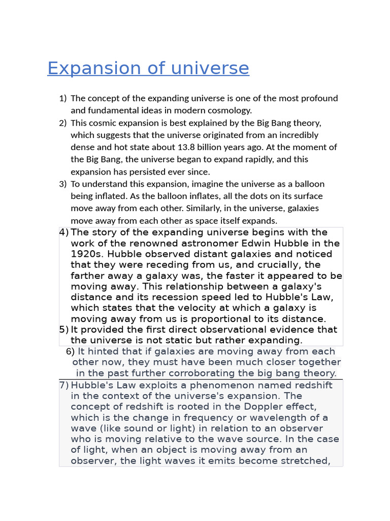 Expansion of Universe | PDF | Redshift | Universe