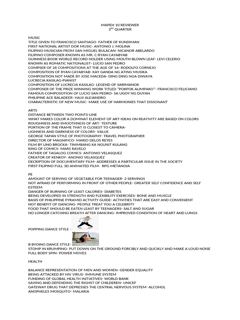Mapeh 10 Reviewer 3RD PT | PDF | Medical Specialties | Immunology