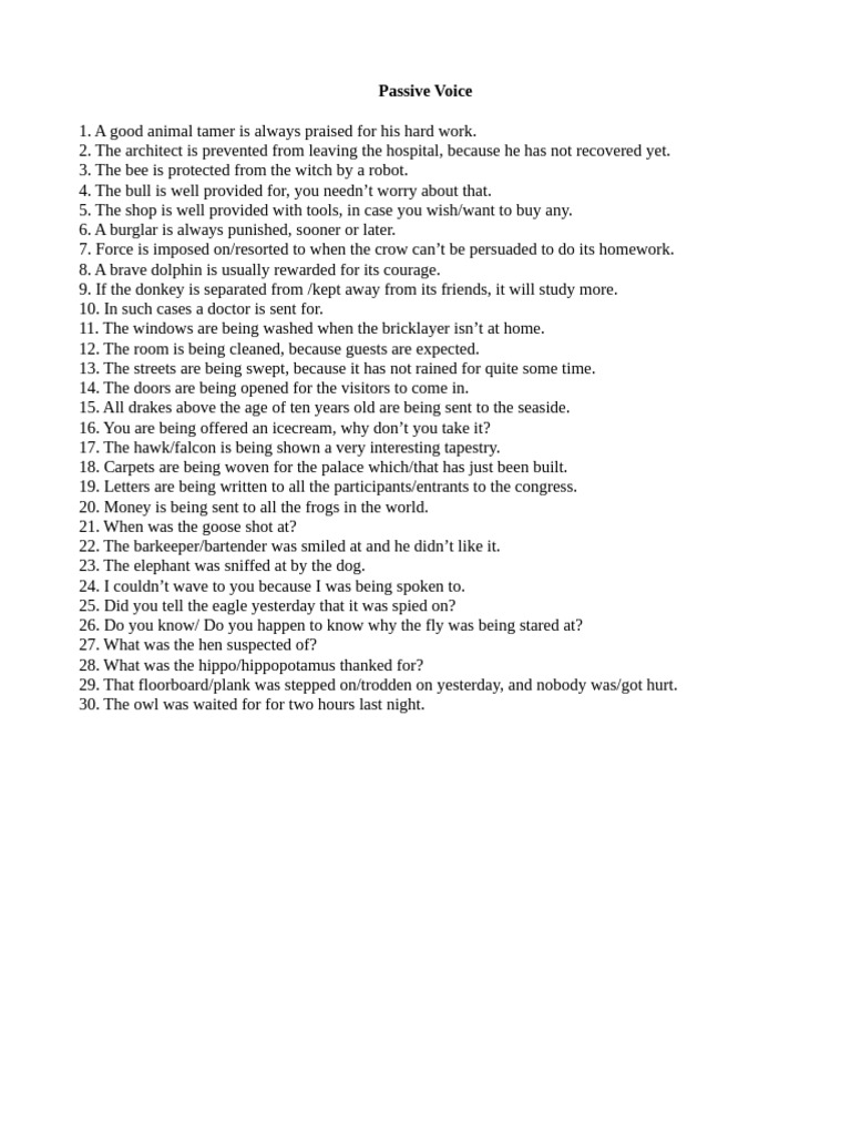 Passive Voice Examples | PDF