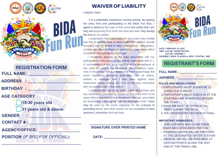 BIDA Fun Run - Registration Form | PDF