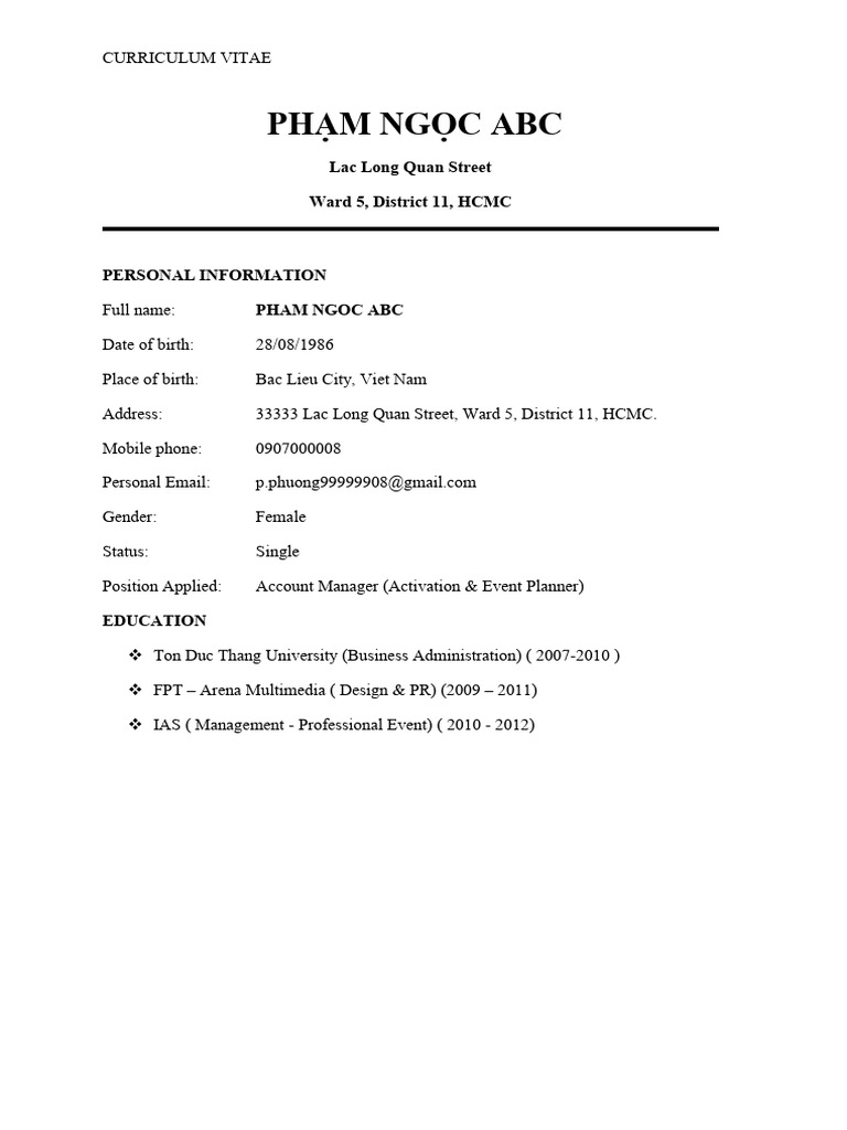 CV 5 | PDF | Business