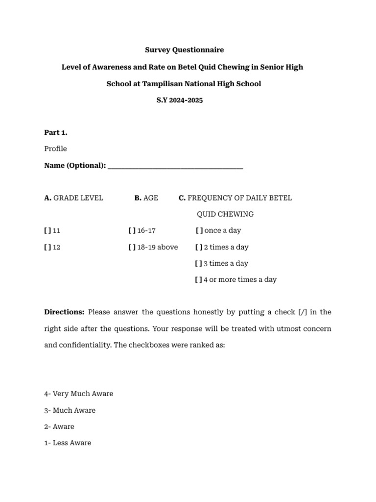 Survey Questionnaire (2) | PDF