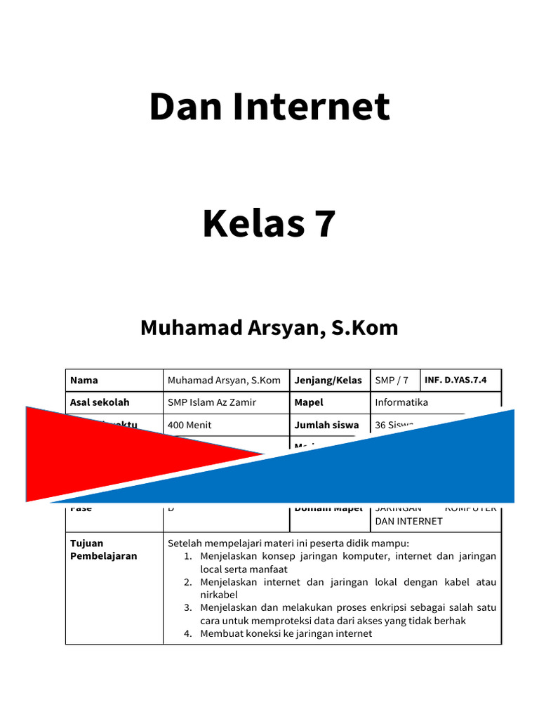 Modul Ajar smtr2 - 1 Jaringan Komputer Dan Internet | PDF