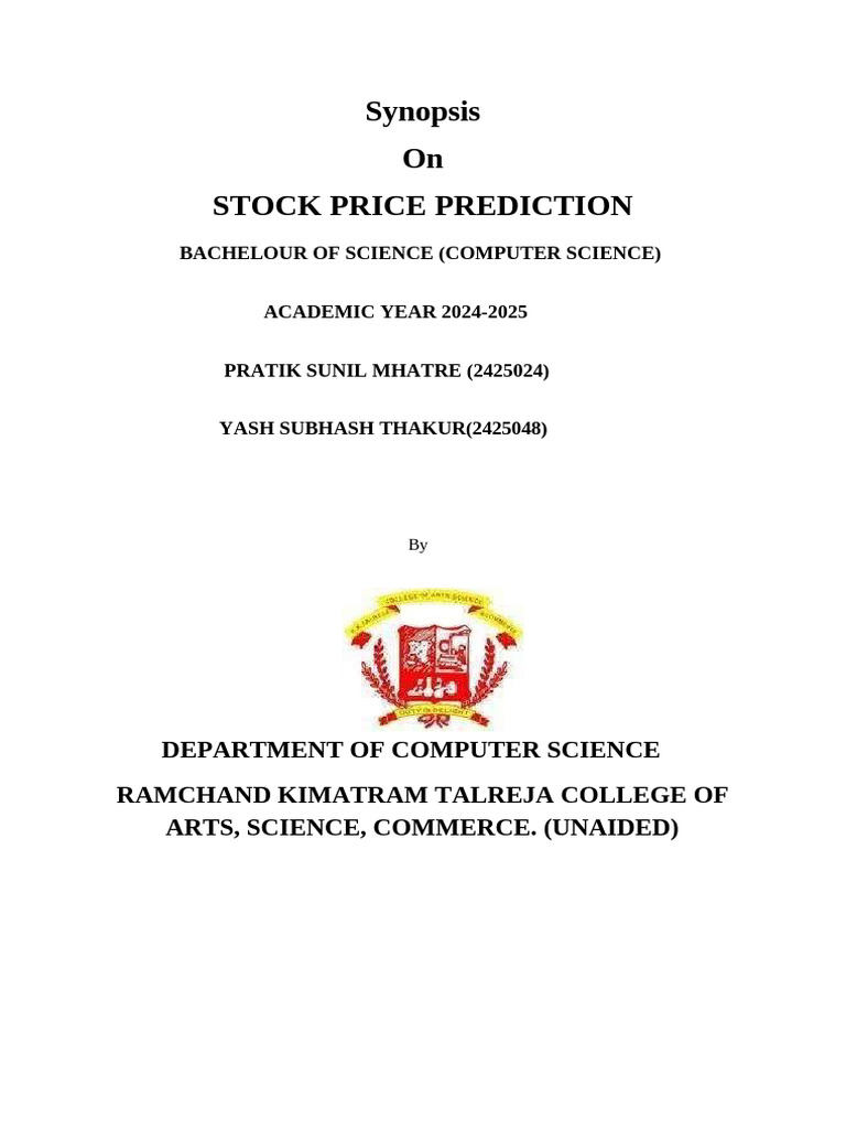 synopis | PDF | Data Analysis | Cross Validation (Statistics)