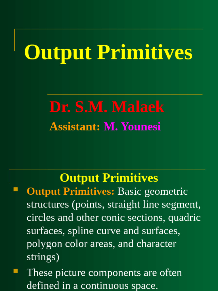 Output Primitives | PDF | Line (Geometry) | Typefaces