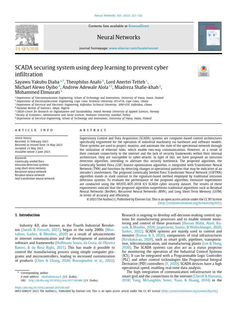 SCADA Securing System Using Deep Learning To Prevent Cyber - 2023 - Neural Netwo | PDF ...