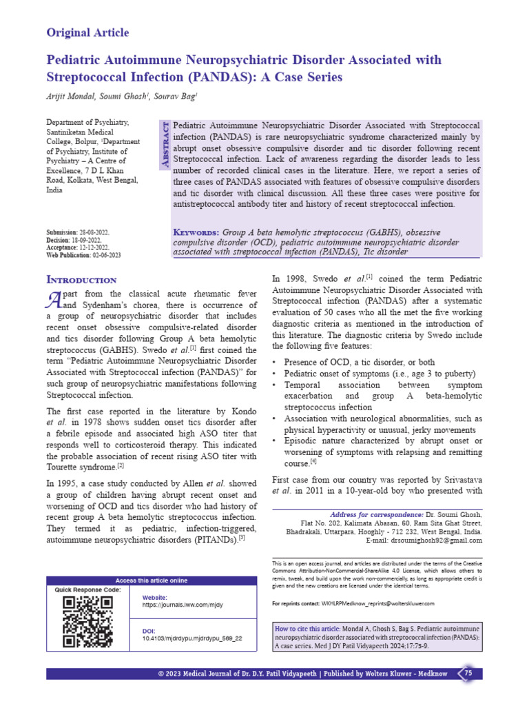 Pediatric Autoimmune Neuropsychiatric Disorder.13 | PDF | Human ...