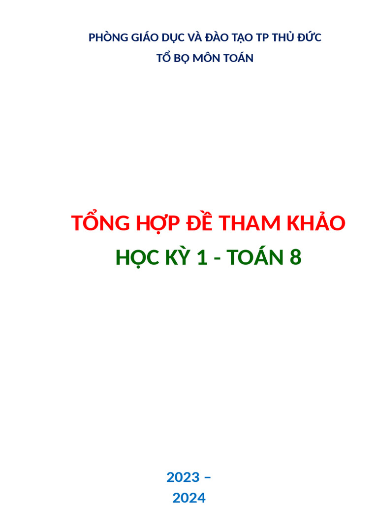 -23.24 TỔNG HỢP ĐỀ HKI T8 THỦ ĐỨC | PDF