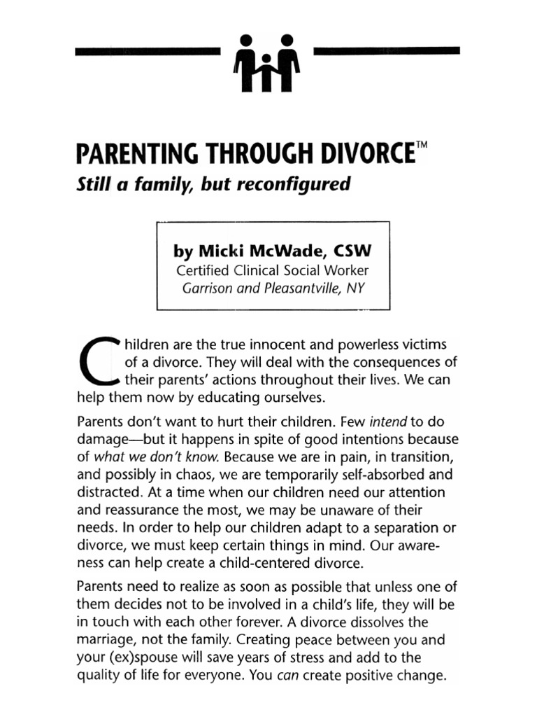 Parenting Through Divorce1 | PDF | Psychology | Behavioural Sciences