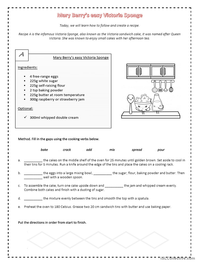 Create A Recipe - Cooking Verbs | PDF | Cakes | Cuisine