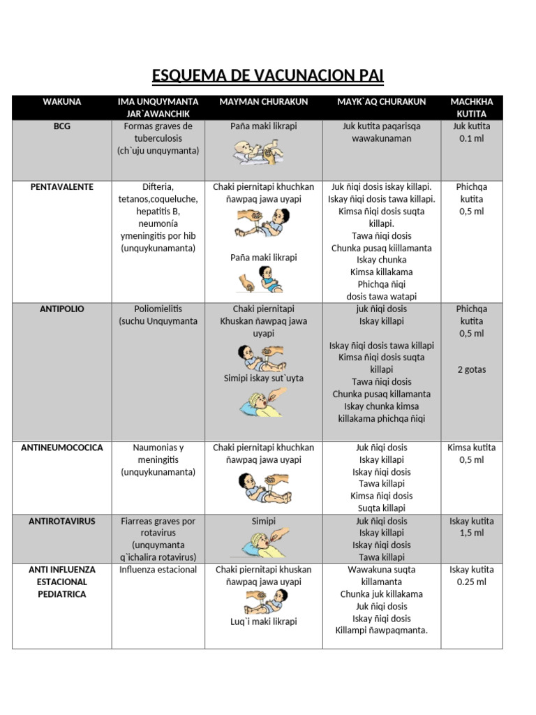 Esquema de Vacunación PAI | PDF | Human Diseases And Disorders | Diseases And Disorders