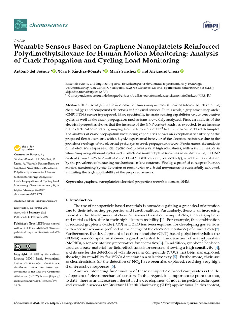 Wearable Sensors Based On Graphene Nanoplatelets Reinforced ...