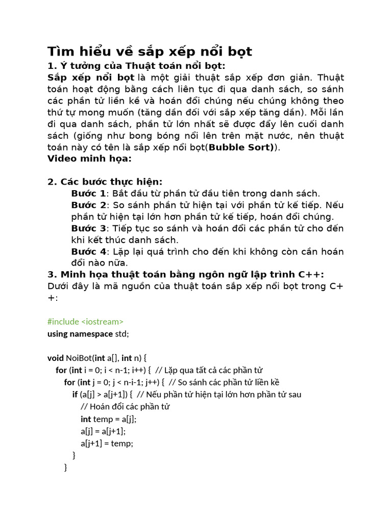 Tìm hiểu về sắp xếp nổi bọt | PDF