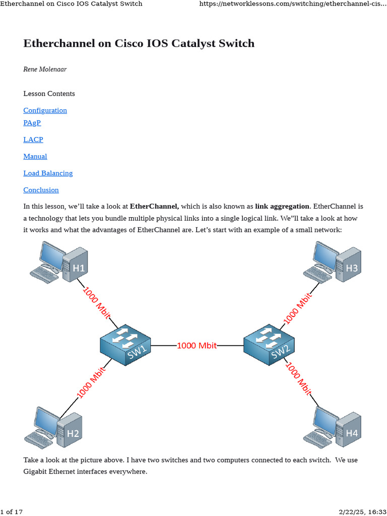 Etherchannel on Cisco IOS Catalyst Switch | PDF | Computer Engineering ...