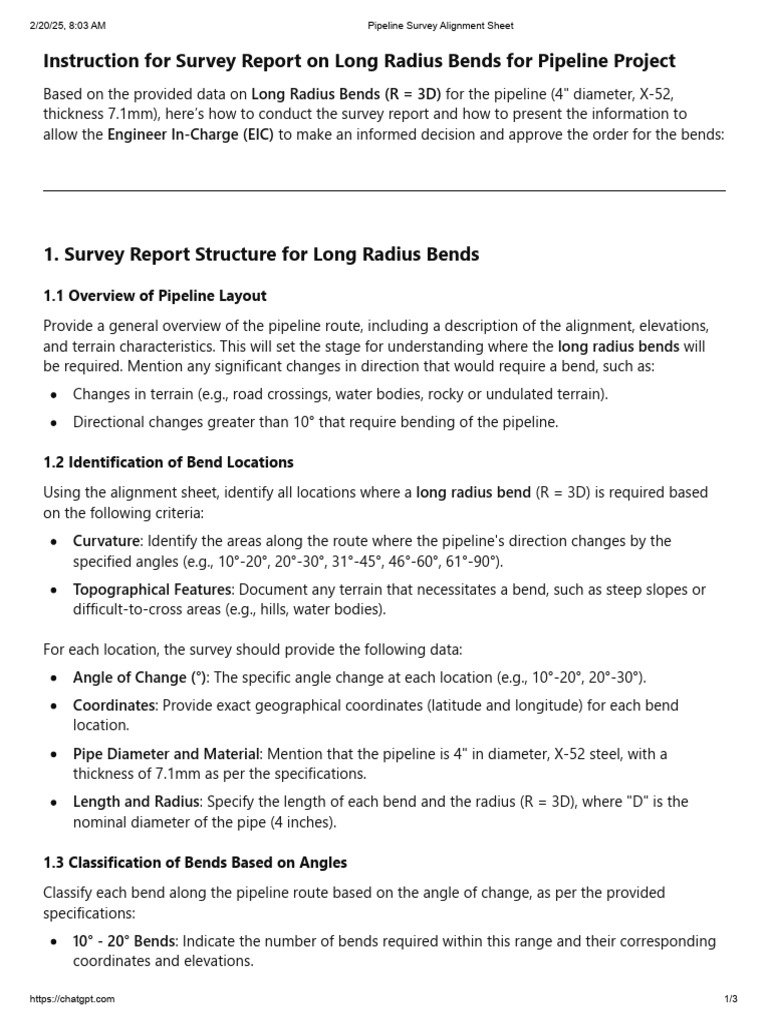 3 Pipeline Survey Alignment Sheet | PDF | Pipe (Fluid Conveyance ...