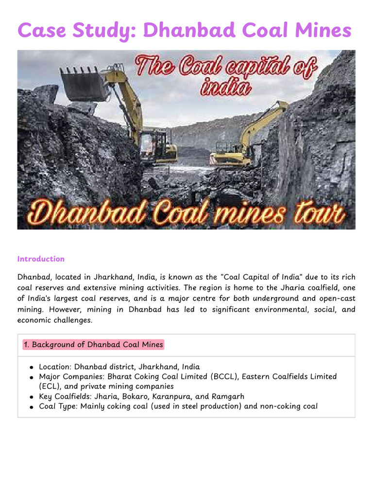 Case Study Dhanbad Coal Mines 2 | PDF | Coal | Mining