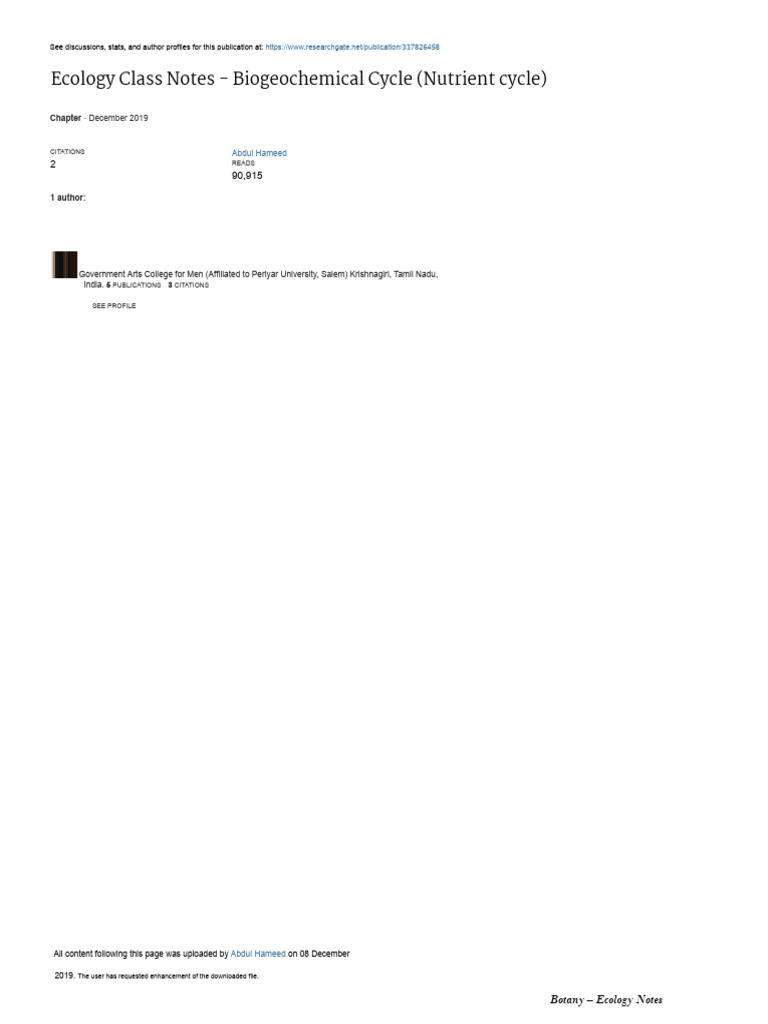 Biogeochemical Cycle Overview | PDF | Ecosystem | Soil