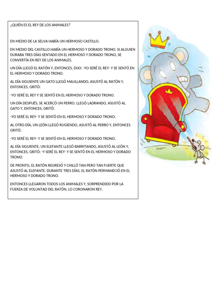 Cuento Quien Es El Rey de Los Animales | PDF