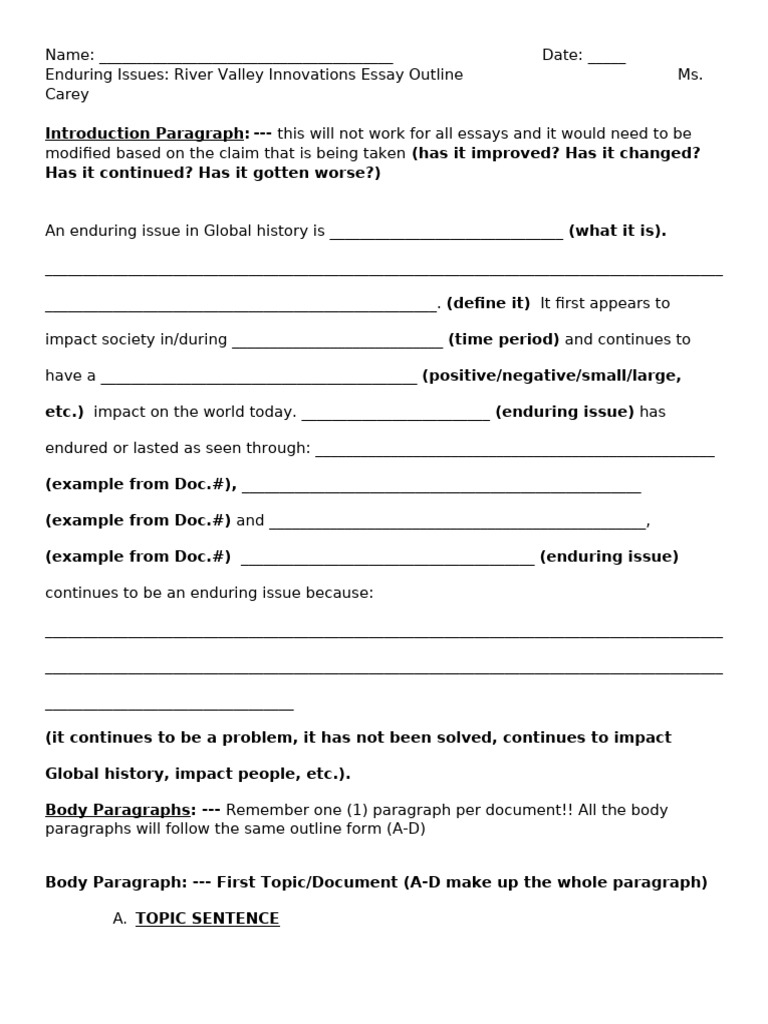 SC9 Enduring Issue Essay Outline | PDF | Essays