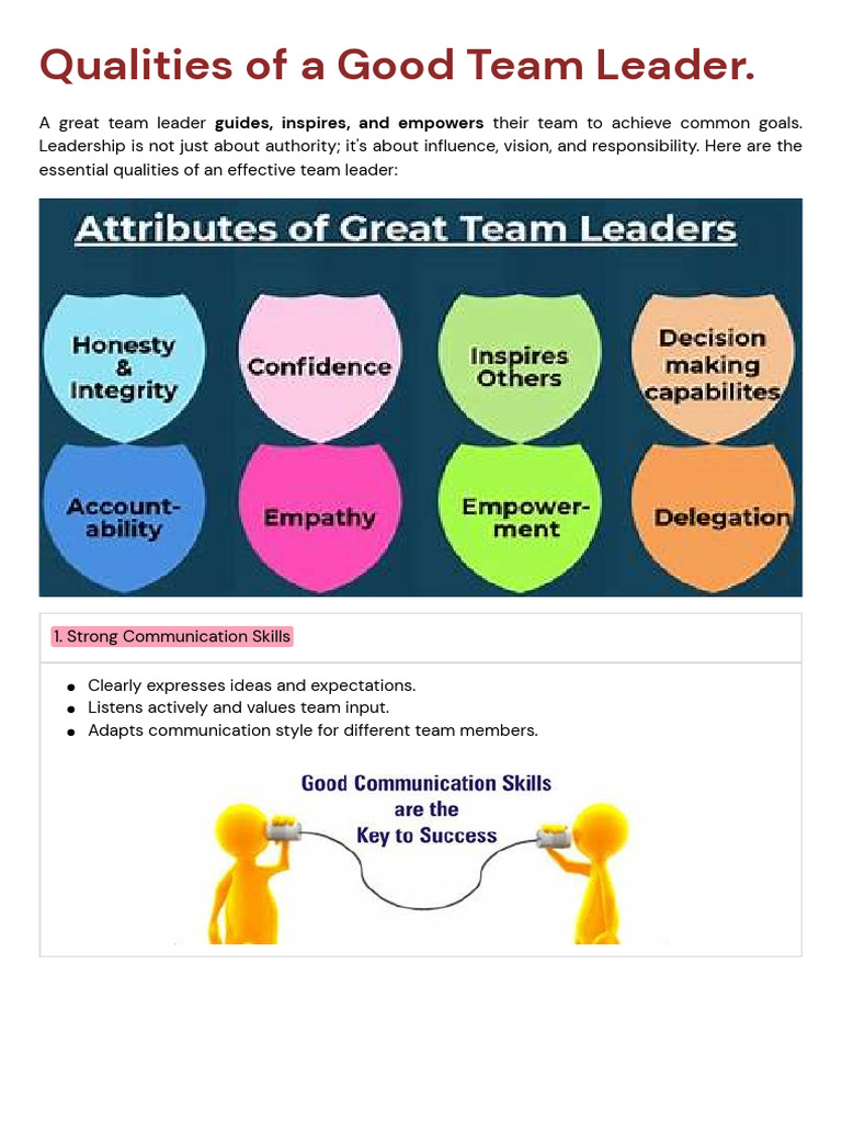 Qualities of A Good Team Leader. | PDF