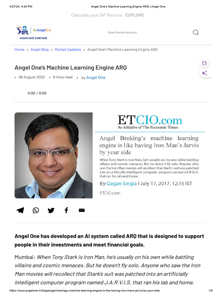 Angel One's Machine Learning Engine ARQ - Angel One | PDF | Mergers And Acquisitions | Analytics