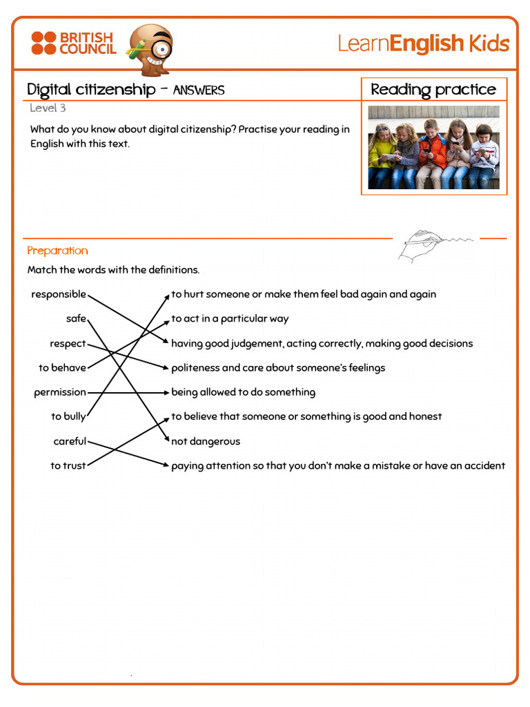 Reading Practice Digital Citizenship Answers | PDF