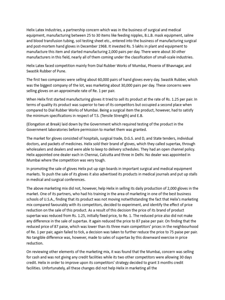 Helix Case Study - Solution | PDF | Marketing | Pricing