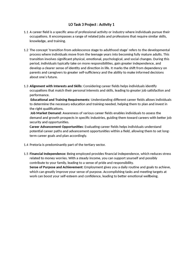LO Task 3 Project (1) | PDF | Behavioural Sciences | Psychology