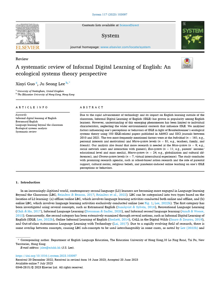 Systematic Review of Informal Digital English Learning | PDF | Learning ...