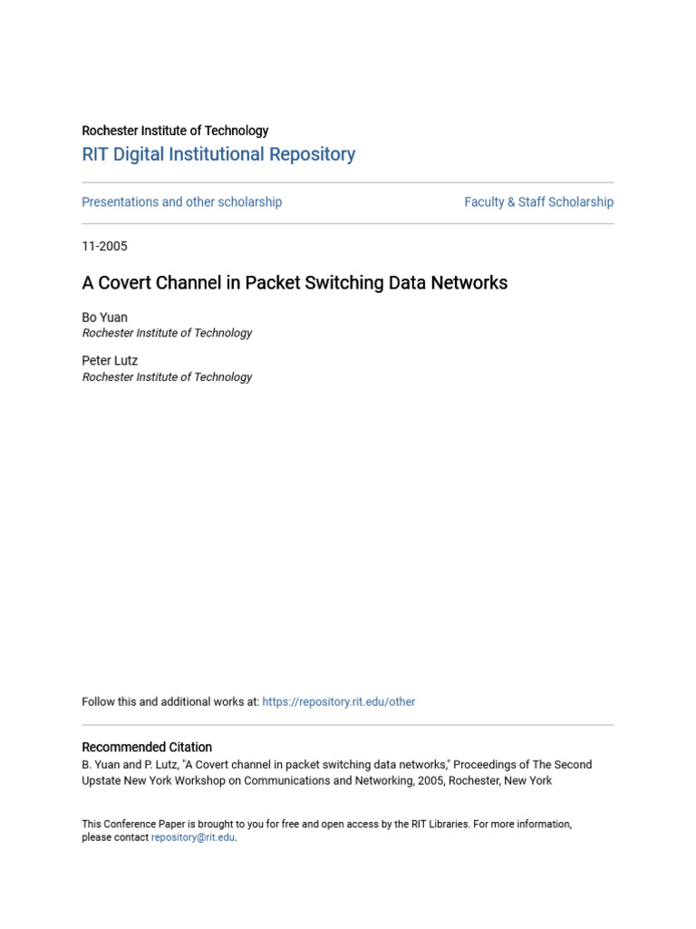 A Covert Channel in Packet Switching Data Networks | PDF | Computer Network | Network Packet