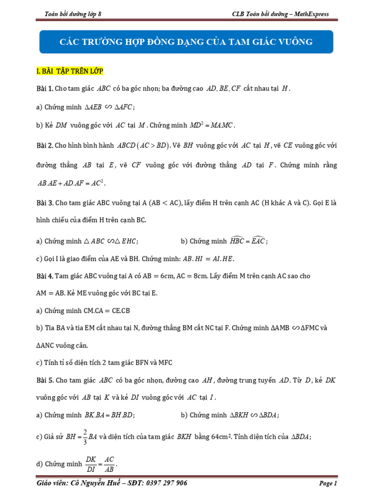 BC 8C1 MD.05032024.NDBH Các TH Đ NG D NG C A Tam Giác Vuông | PDF