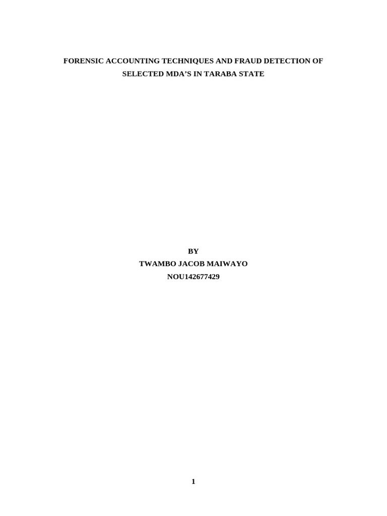 Forensic Accounting Techniques and Fraud Detection of Selected Mda ...