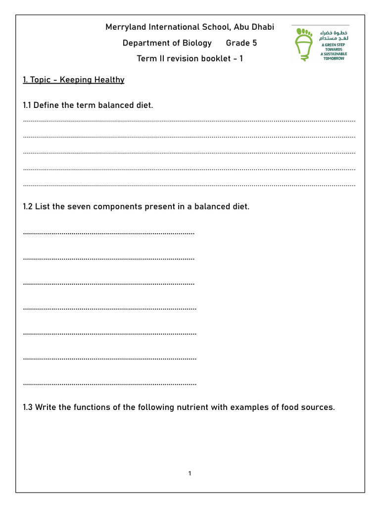 T2 Revision Booklet 1 Keeping Healthy | PDF | Nutrients | Foods