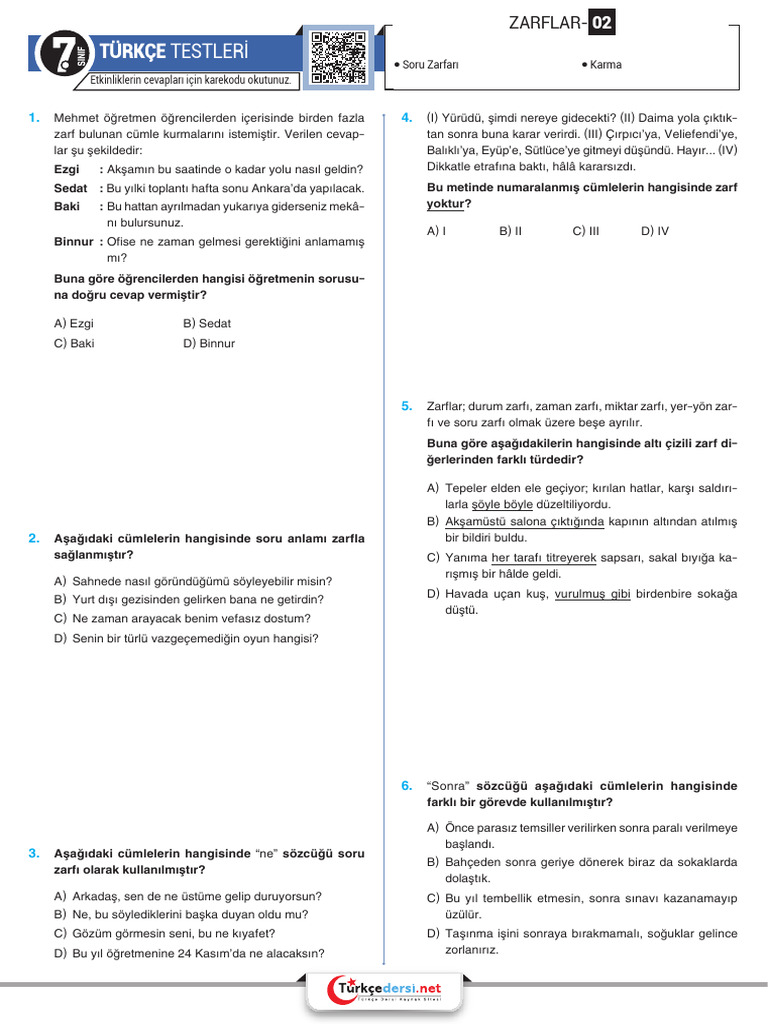 Sinif Indirilebilir Testler Zarflar 02 | PDF