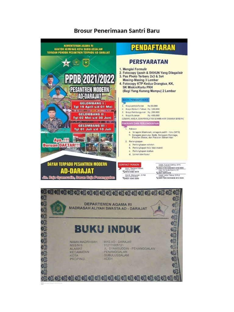 Brosur Penerimaan Santri Baru | PDF