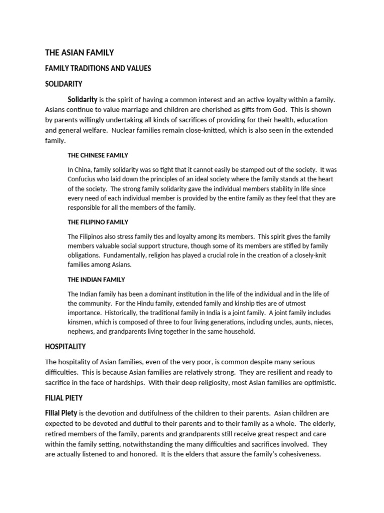 Asian Family Traditions and Values | PDF | Family | Marriage