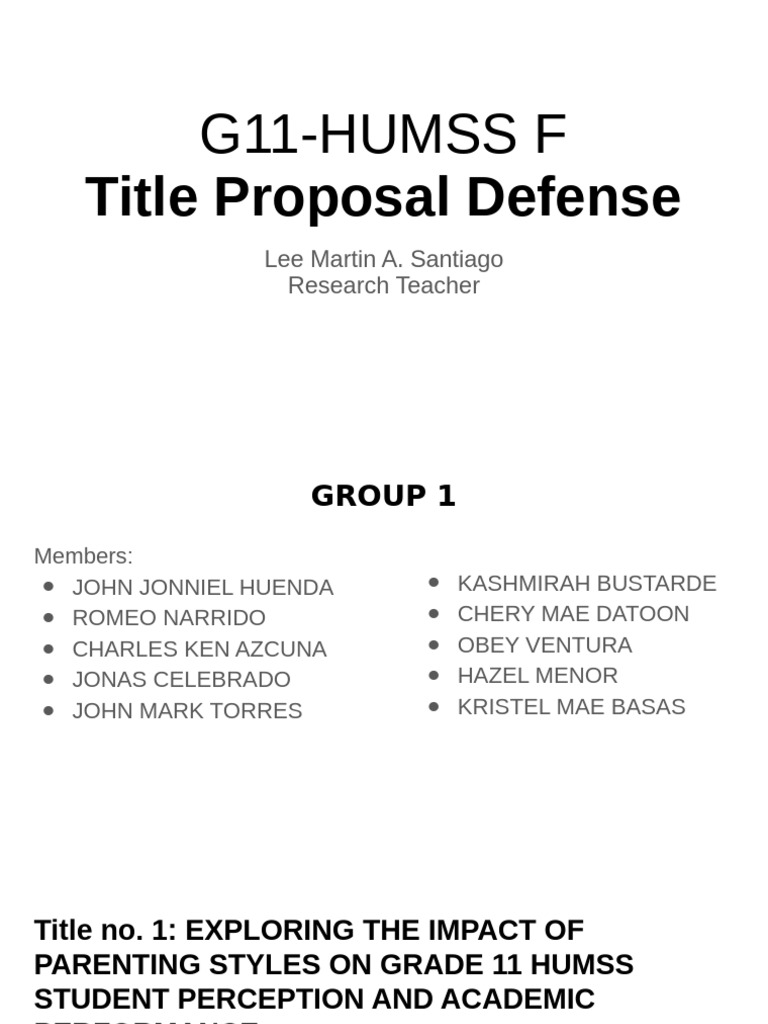 G11-HUMSS F Title Proposal Defense | PDF | Sex Education | Learning
