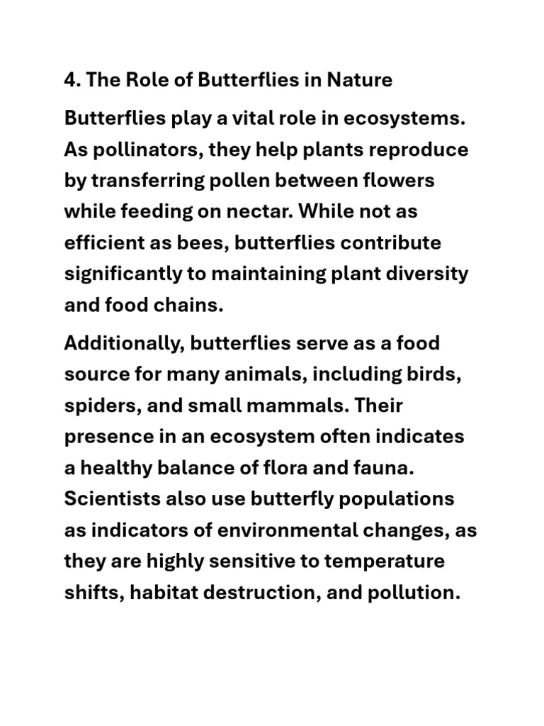 Importance of Butterflies in Ecosystems | PDF