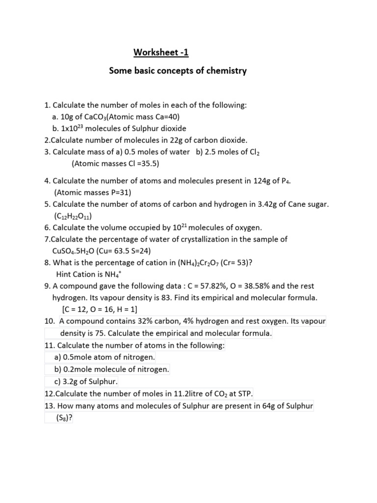 Some basic concept worksheet - 1 | PDF