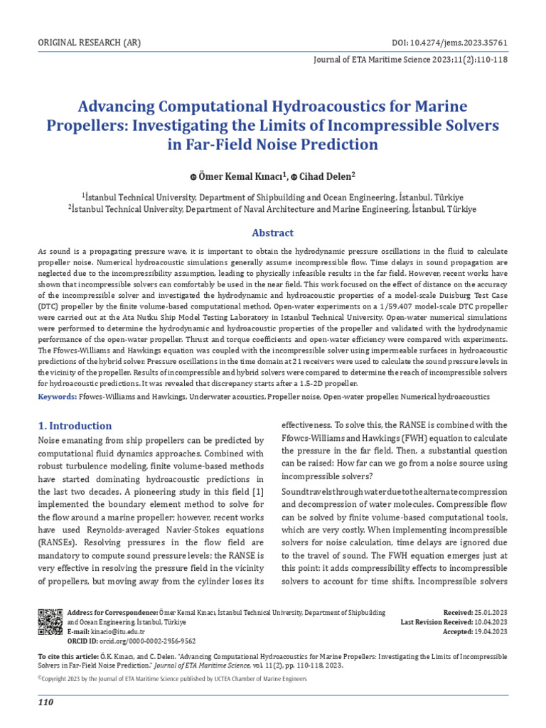 Advancing Computational Hydroacoustics For Marine | PDF | Fluid Dynamics | Propeller