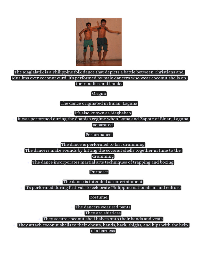 Maglalatik: Filipino Folk Dance Guide | PDF