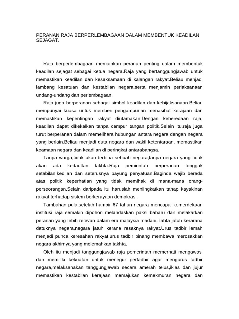 Peranan Raja Berperlembagaan Dalam Membantuk Keadi | PDF