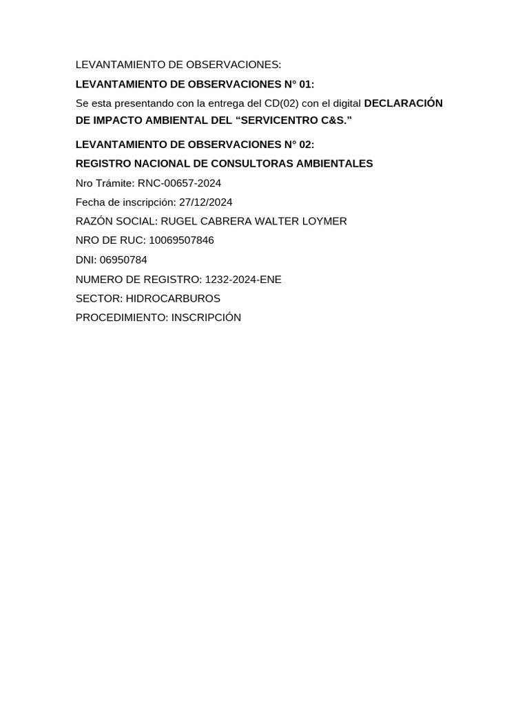 Levantamiento de Observaciones | PDF