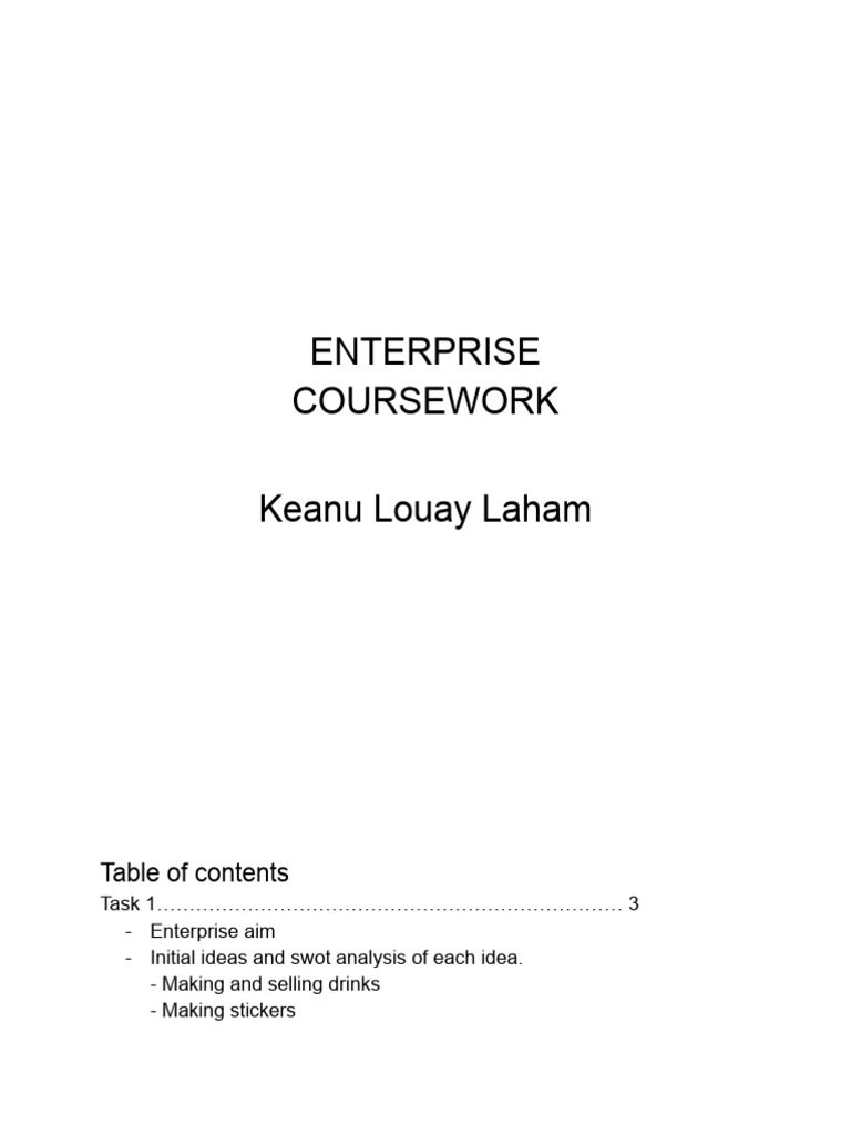Keanu Louay Laham - IGSCE Enterprise Coursework | PDF | Sustainability ...