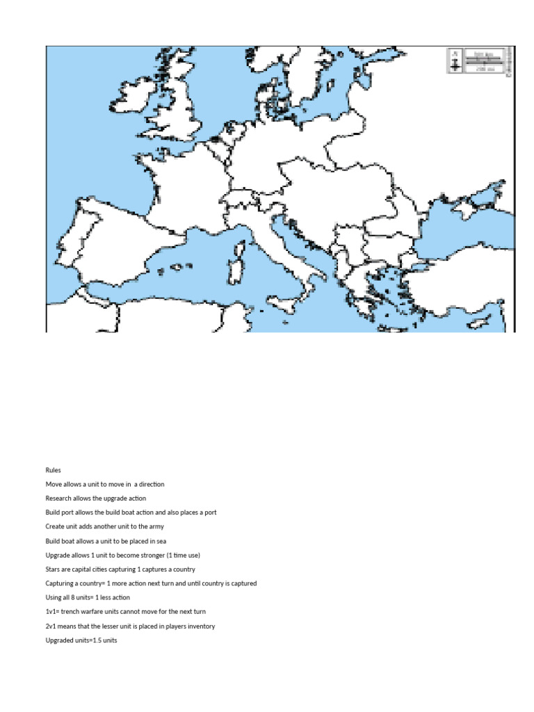 Europe War Game Map and Rules | PDF