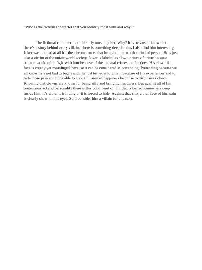 Creative Writing - Favorite Fictional Character Essay | PDF