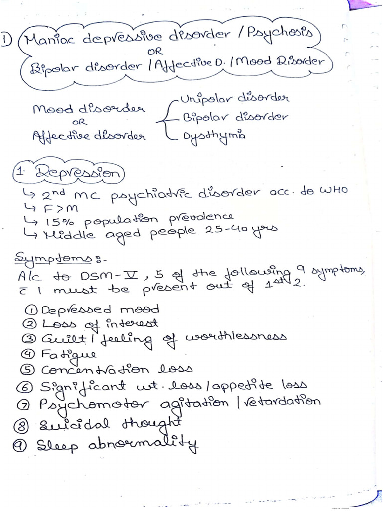Psychiatry Notes | PDF
